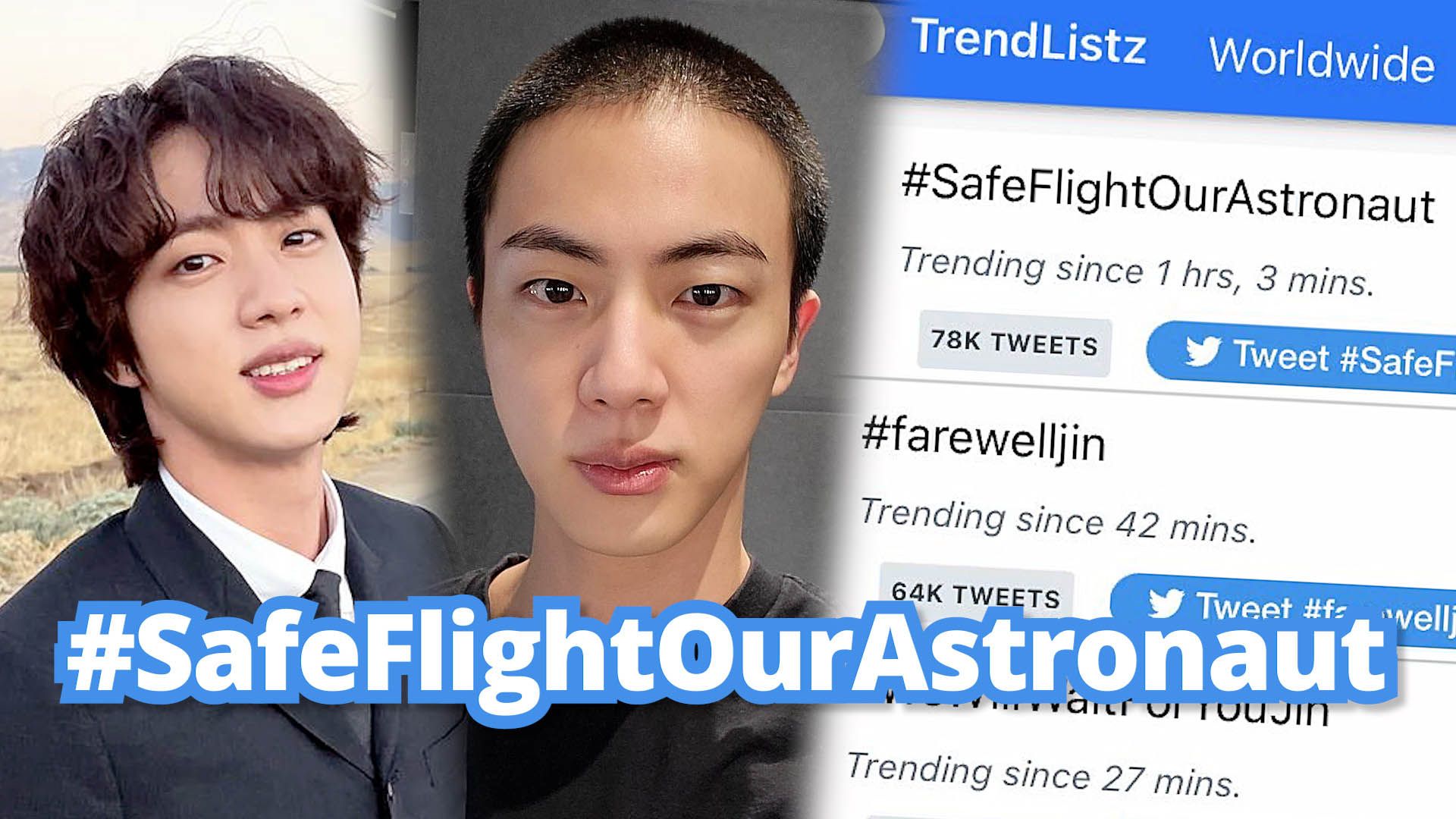 Jin occupies Top 5 Worldwide Twitter trends just before his Military ...